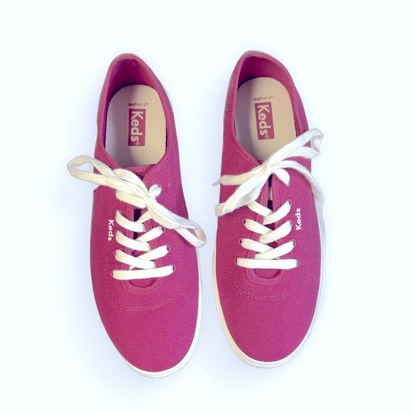 Keds | Shoes | Keds Breezie Canvas Lace Up Dark Pink Fuchsia Sneakers Size 9 New In Box | Poshmark